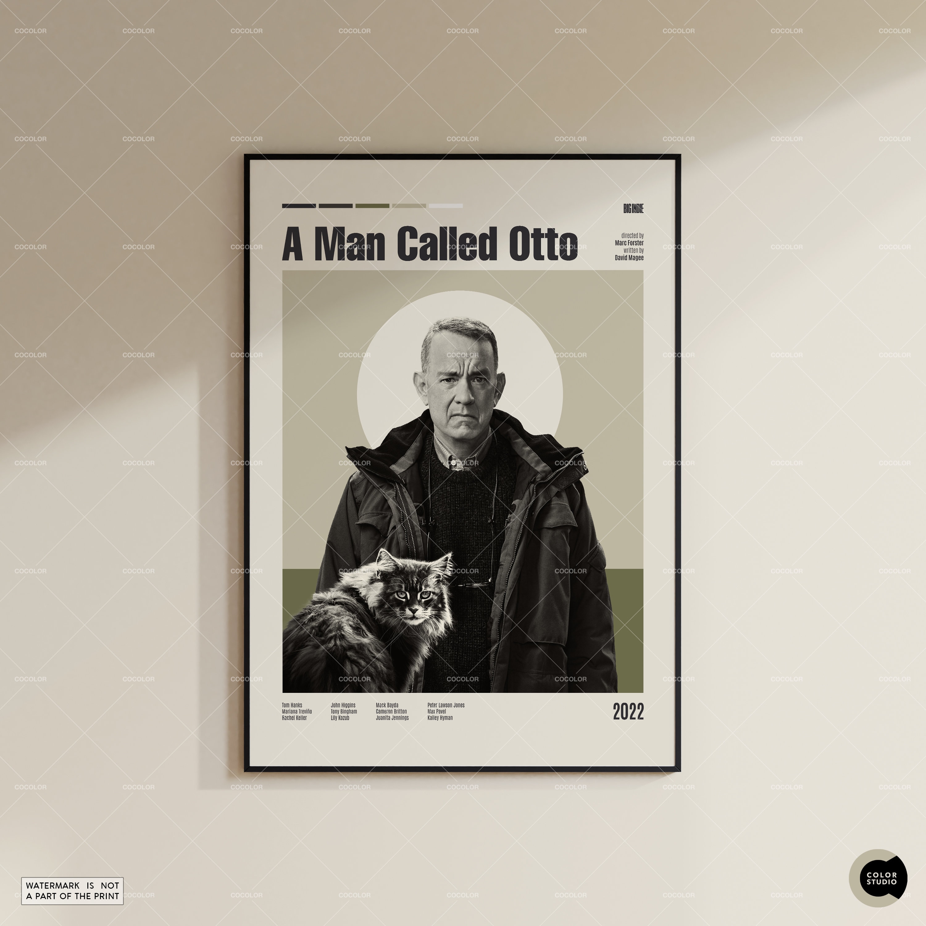 A Man Called Otto, Tom Hanks, Retro Movie Poster, Midcentury Modern ...