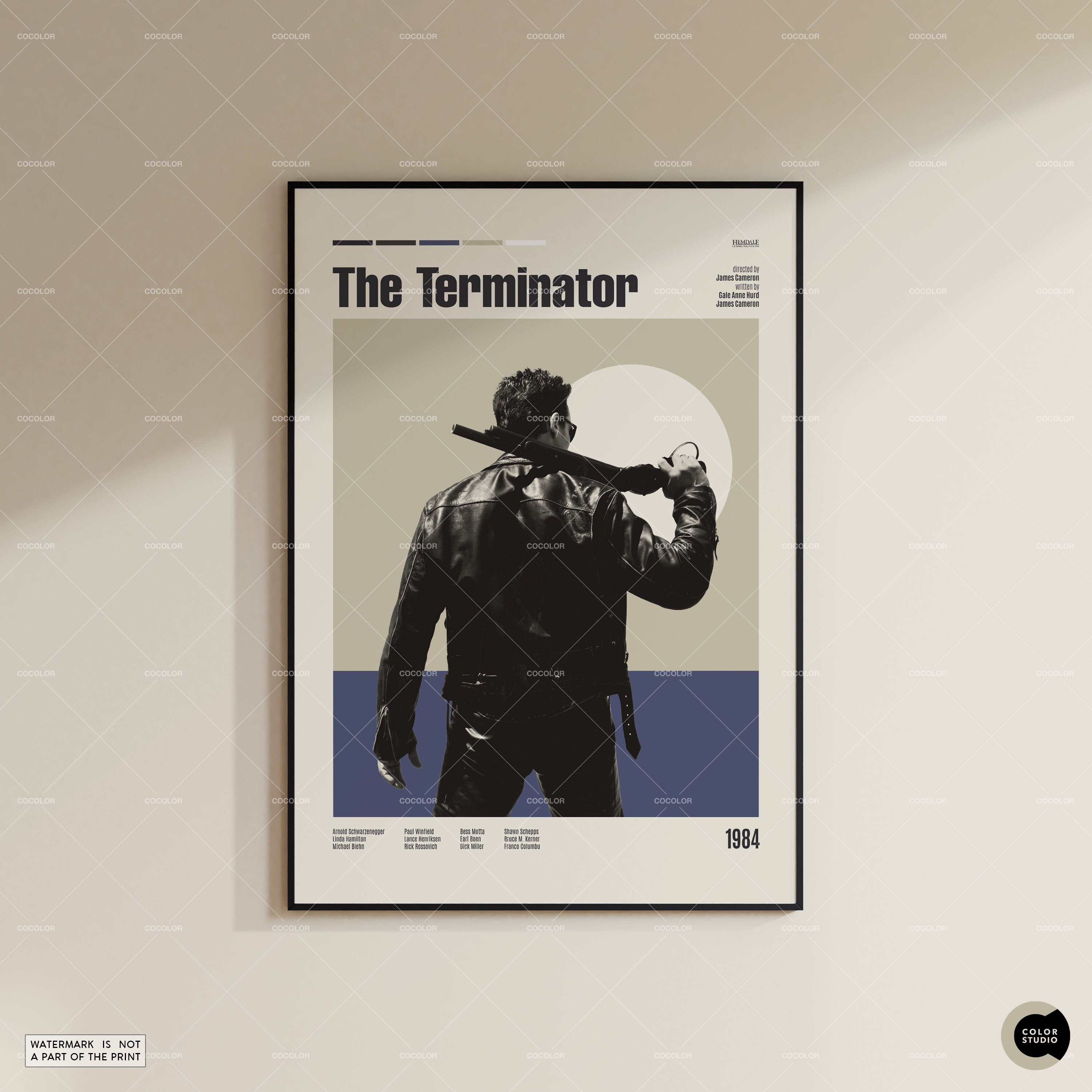 The Terminator, James Cameron, Arnold Schwarzenegger, Vintage Movie Print