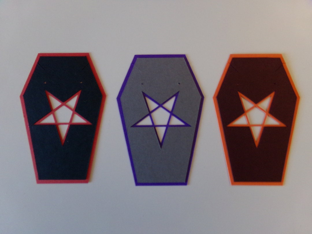 Coffin Jewellery Display Cards With Pentagram Cutout 9x6cm 19 Colours ...
