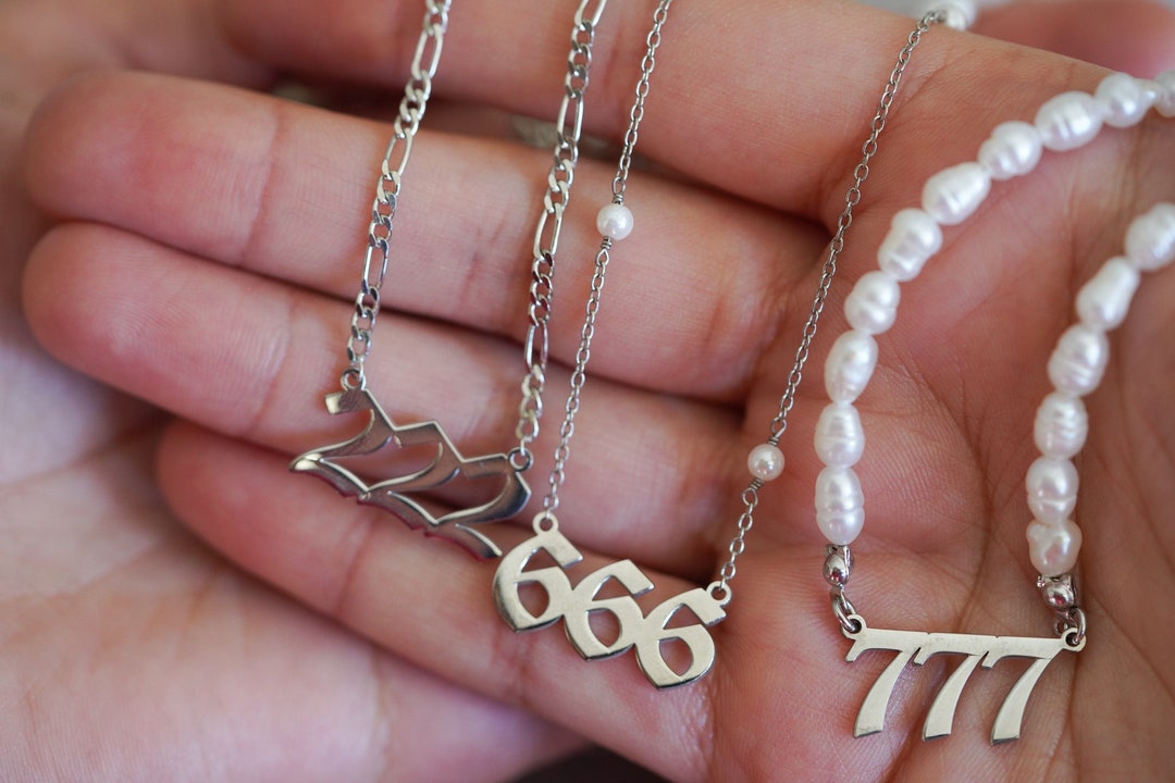 SILVER Angel Number Necklace, Lucky Number Necklace, Customized Gift ...