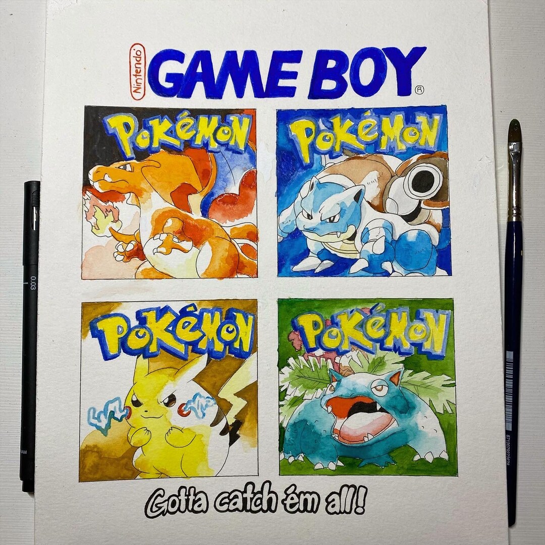 Illustration Gameboy Pokémon Covers ann Paintings Illustration - Etsy