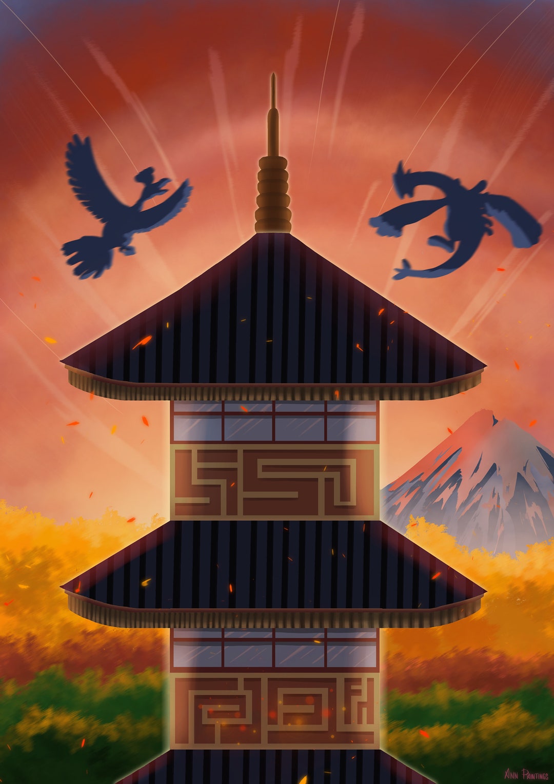 Johto Fanart ann Paintings Illustration Print - Etsy UK