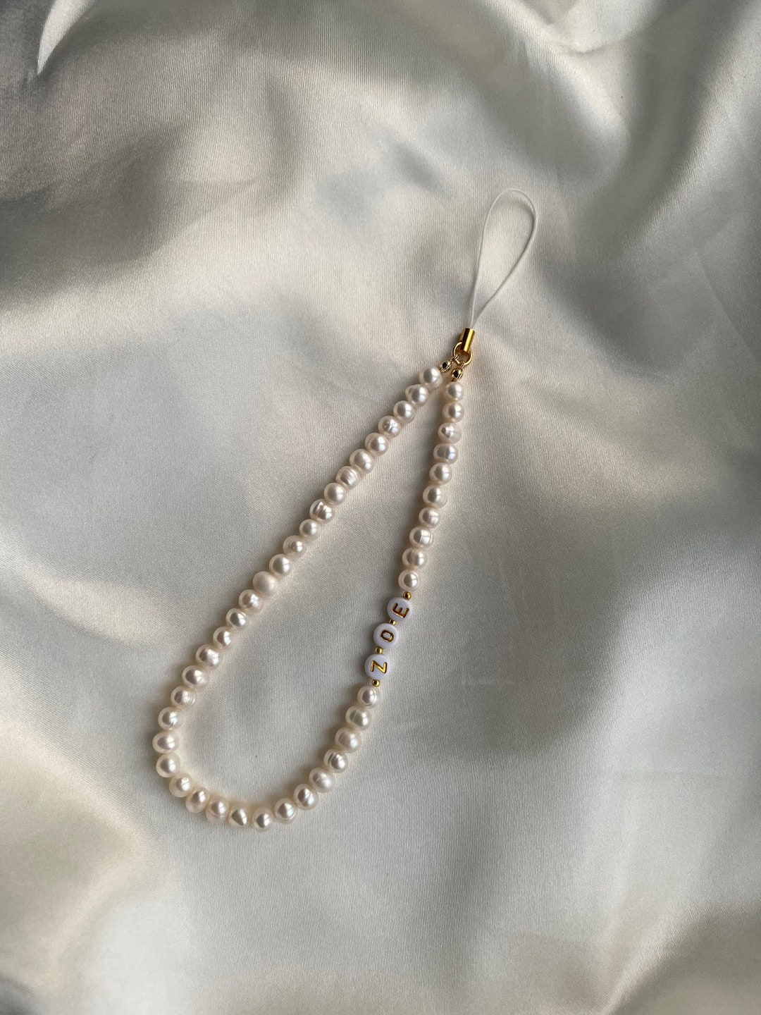 Plain Real Pearl Phone Strap Pearl Beaded Phone Strap, Pearl Phone ...