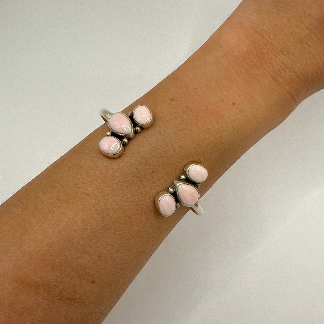 Pink Conch Shell Six Stone Cuff Bracelet/native American/navajo ...
