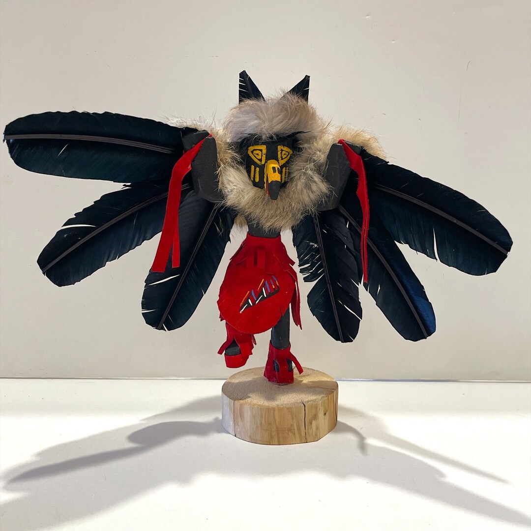 Native American Navajo Handcrafted Raven Kachina Doll Red/southwest ...