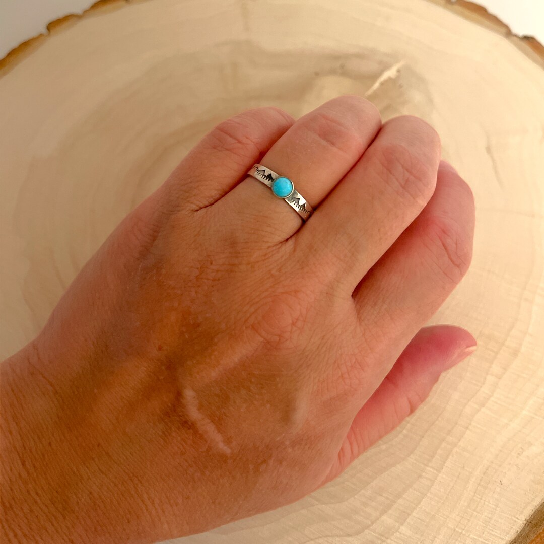 Stamped Sleeping Beauty Turquoise Ring B Size 5/native American/navajo/handmade/reva Goodluck ...