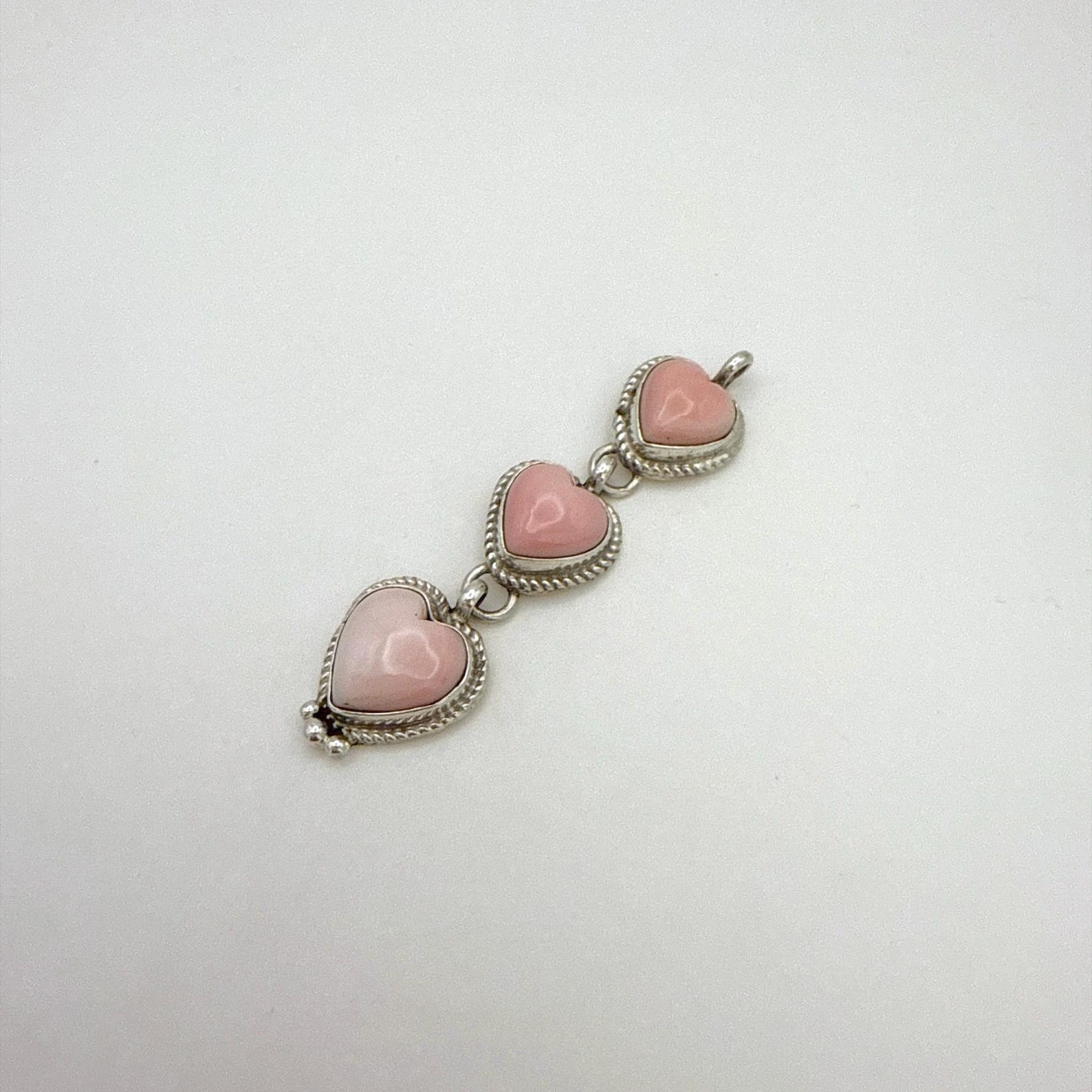 Pink Conch 3 Stone Heart Pendant by Marcella James/native American ...