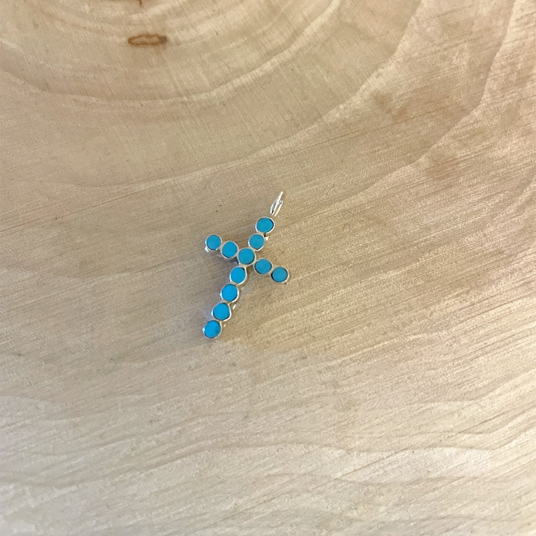 Turquoise Inlay Cross Pendant/authentic/native American/zuni/rupert ...