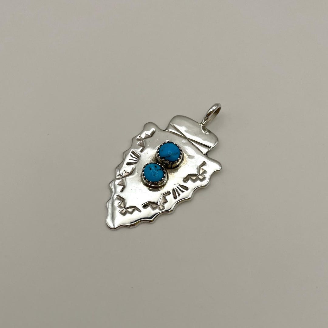 Sterling Silver Two Turquoise Arrowhead Pendant by Pauline Nelson ...