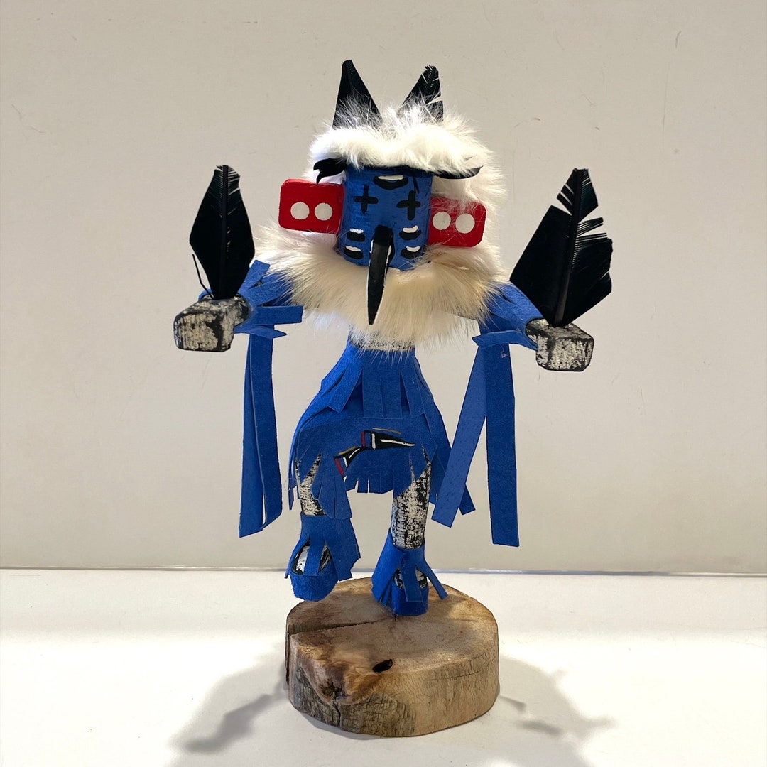 Native American Navajo Handcrafted Roadrunner Kachina Doll Blue ...