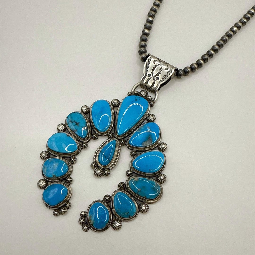 Kingman Turquoise Big Naja Pendant by Freddie Maloney/authentic/native ...