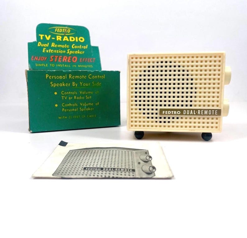 Vintage Fedtro TV Radio Personal Dual Remote Control Extension Speaker ...