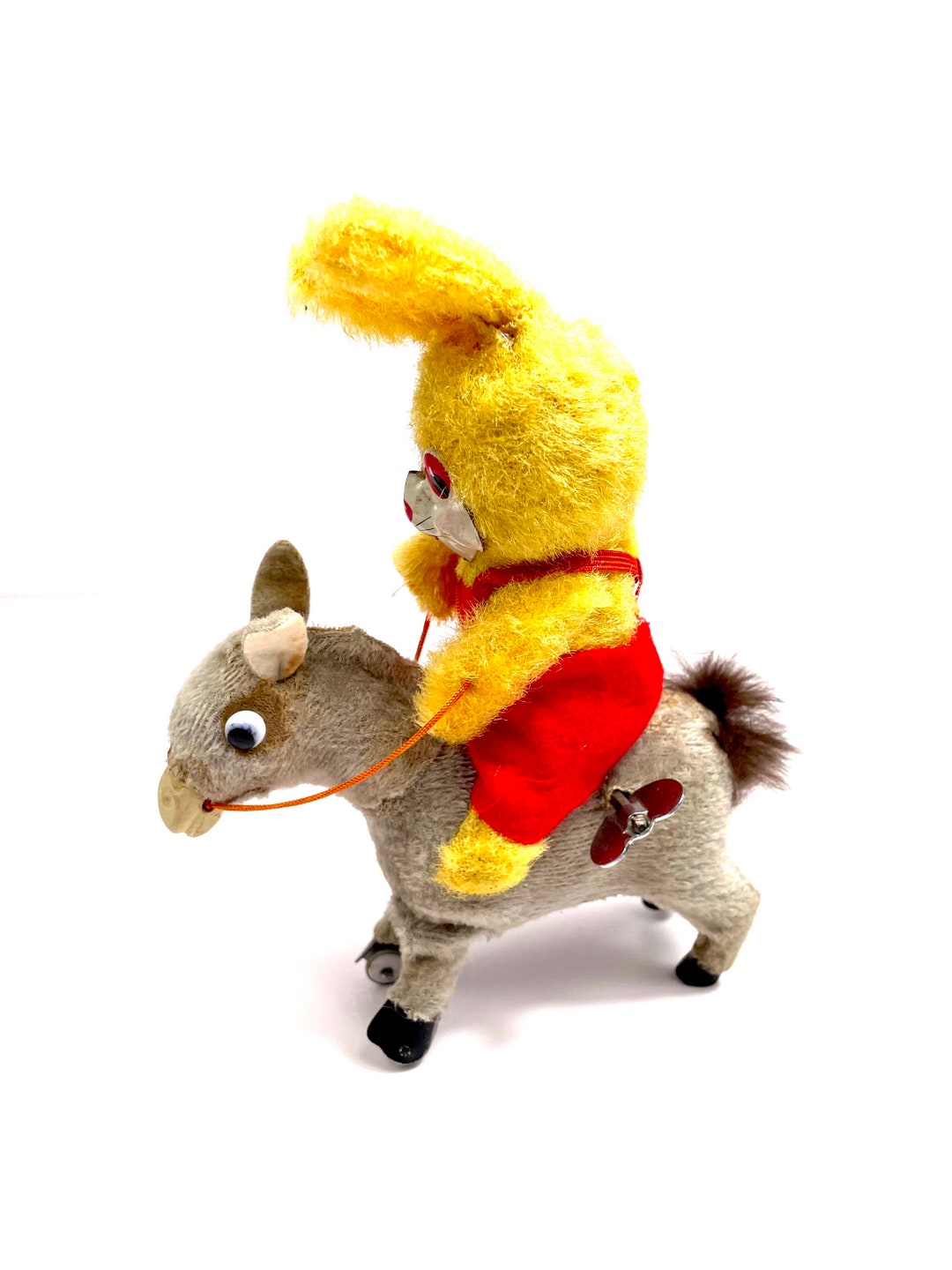 Mechanical Bunny Jockey Vintage Wind up Clockwork Toy Bunny Hopper on ...