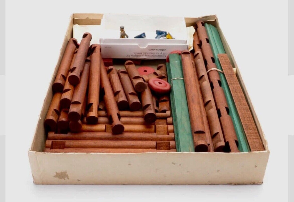 Antique Wooden Lincoln Logs 3 Full Sets W/ Boxes 4f 3lf - Etsy