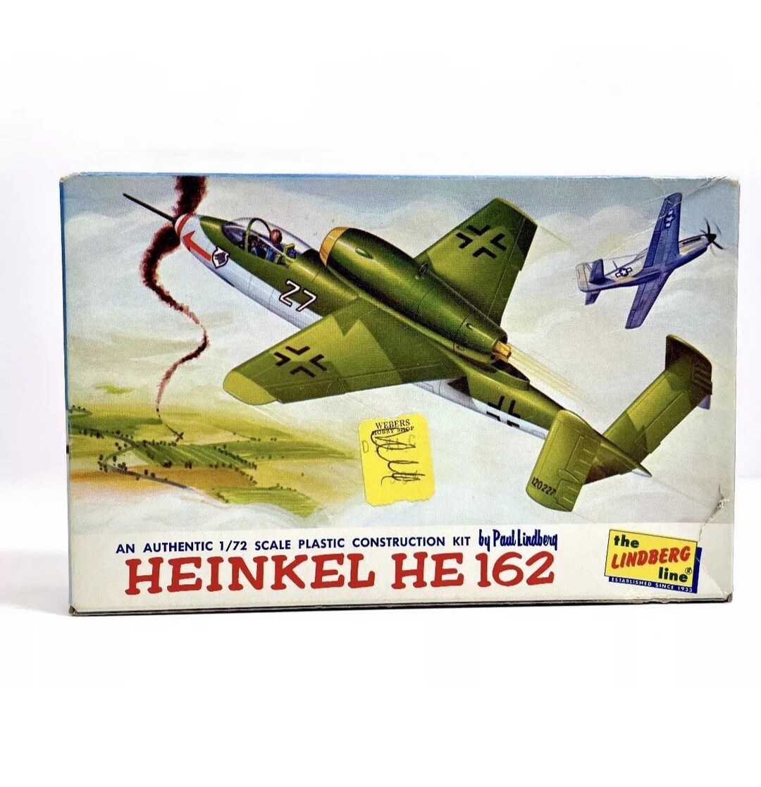 NEW! 1965 Lindberg Line Heinkel HE 162 1/72 Vintage Model Aircraft Kit ...