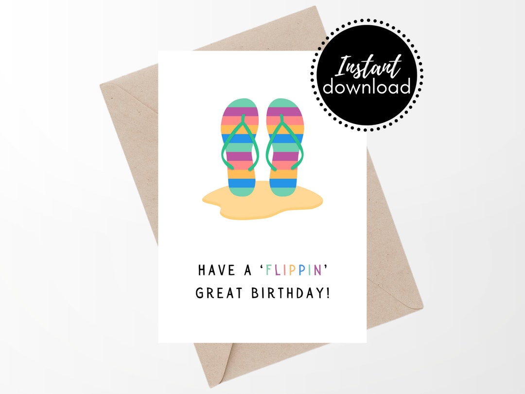 Flippin Happy Birthday Card, Printable Funny Birthday Card, Instant ...