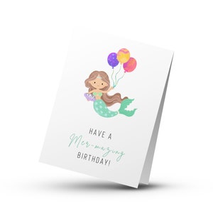 Mermaid Happy Birthday Card, Printable Funny Birthday Card, Instant ...