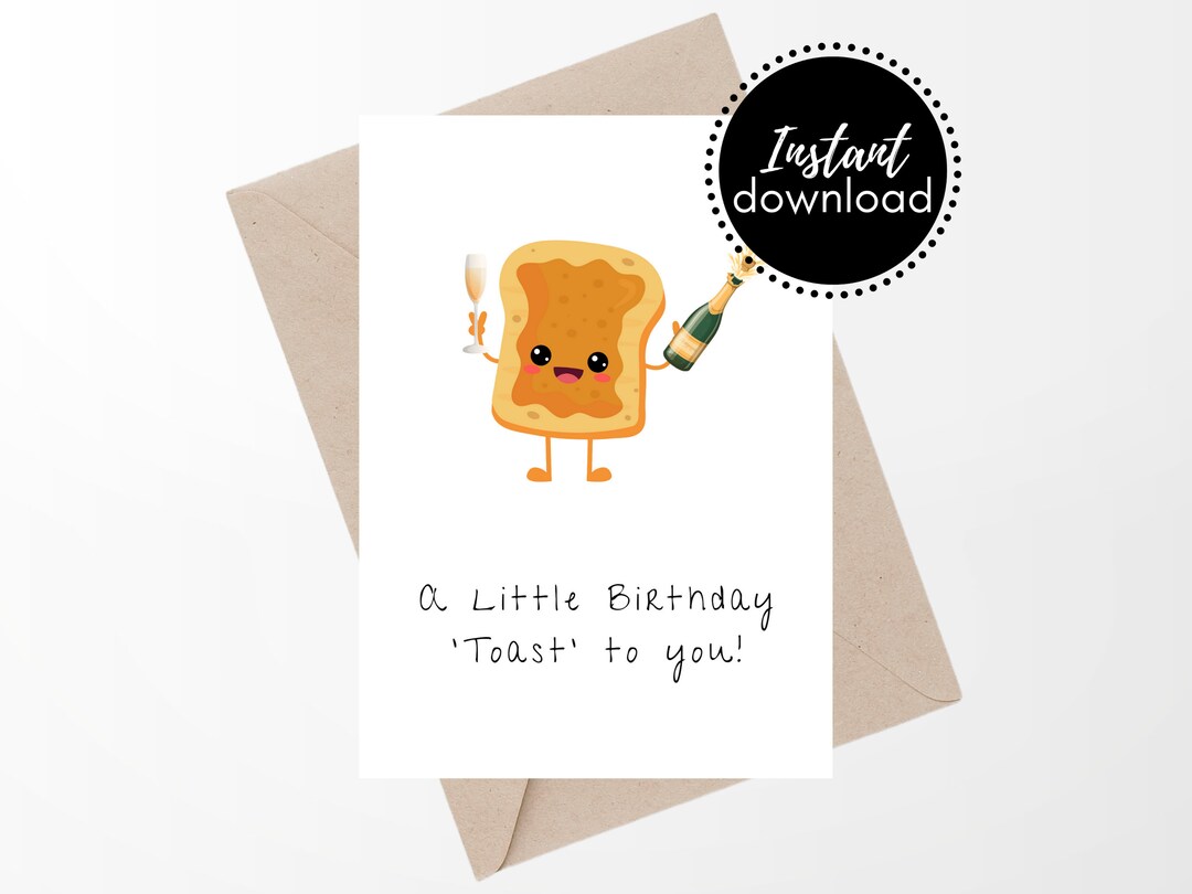Toast to You Happy Birthday Card, Printable Funny Birthday Card ...