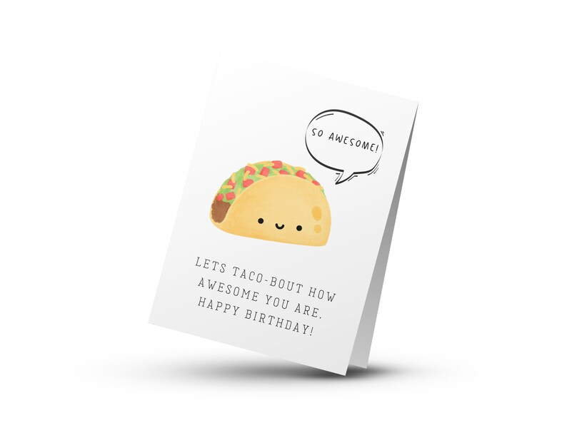 Taco Happy Birthday Card, Printable Funny Birthday Card, Instant ...