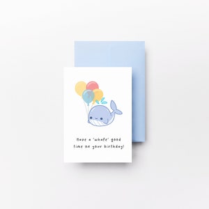 Whale Happy Birthday Card, Printable Funny Birthday Card, Instant ...