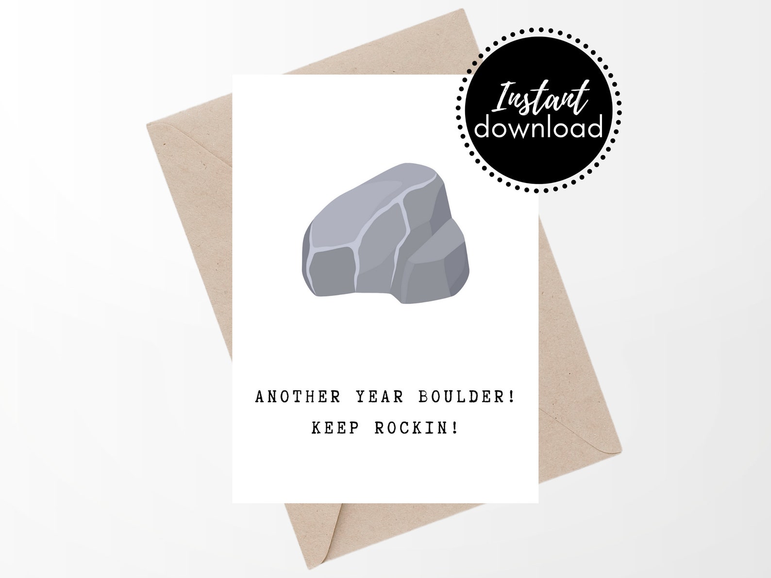Boulder Rock Happy Birthday Card, Printable Funny Birthday Card ...