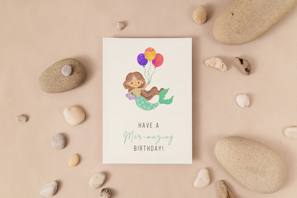 Mermaid Happy Birthday Card, Printable Funny Birthday Card, Instant ...