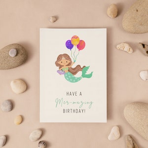 Mermaid Happy Birthday Card, Printable Funny Birthday Card, Instant ...