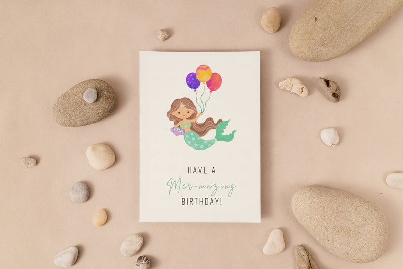 Mermaid Happy Birthday Card, Printable Funny Birthday Card, Instant ...