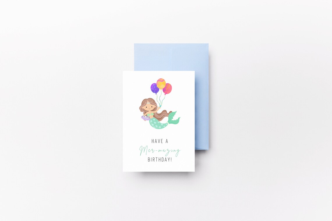 Mermaid Happy Birthday Card, Printable Funny Birthday Card, Instant ...