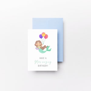 Mermaid Happy Birthday Card, Printable Funny Birthday Card, Instant ...