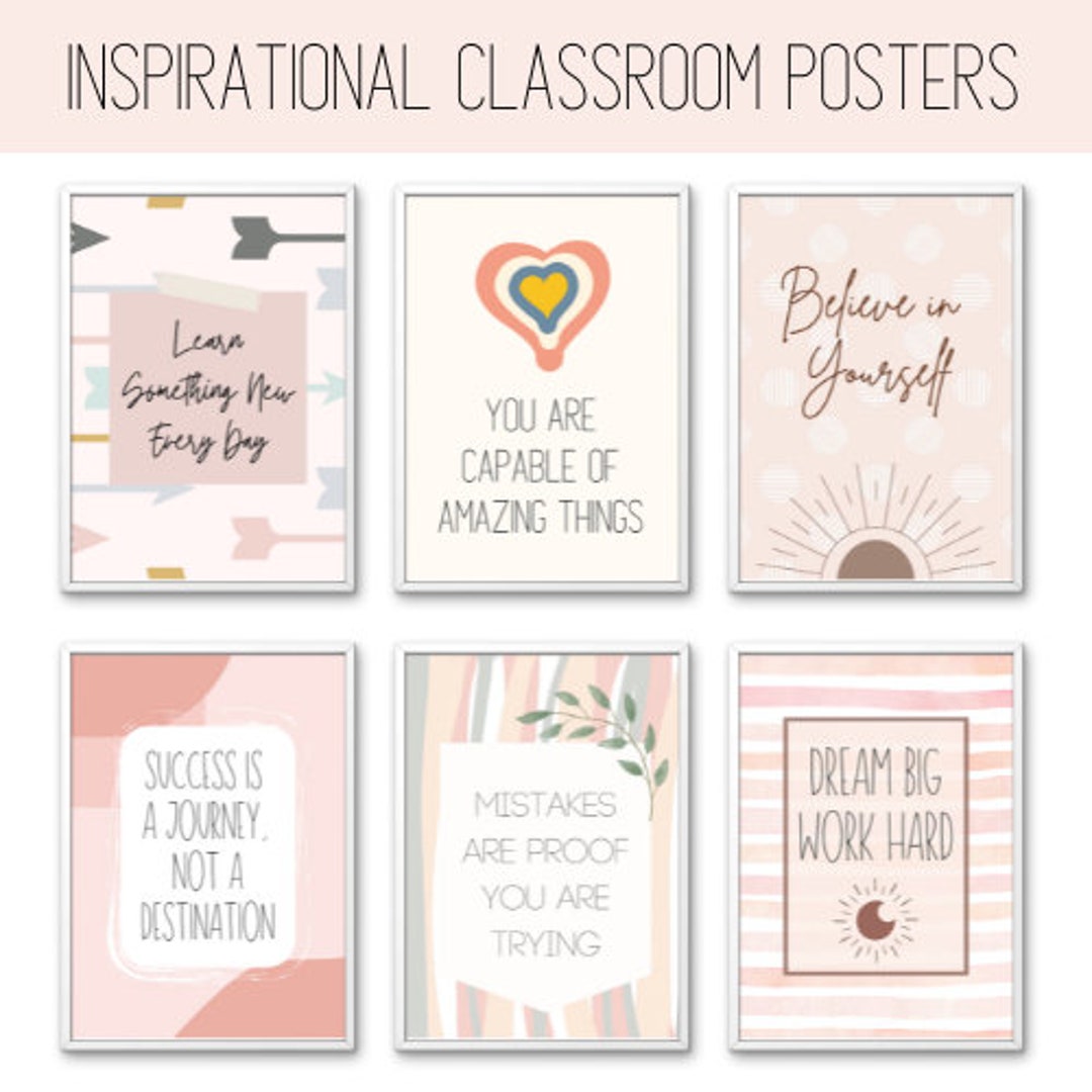 Inspirational Classroom Posters | Teacher | Back to School | Boho ...