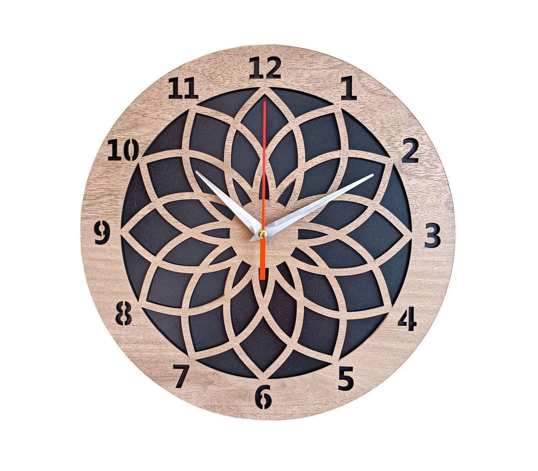 Laser Cut Wooden Wall Clock Decorative Wooden Clock Personalized Wooden ...
