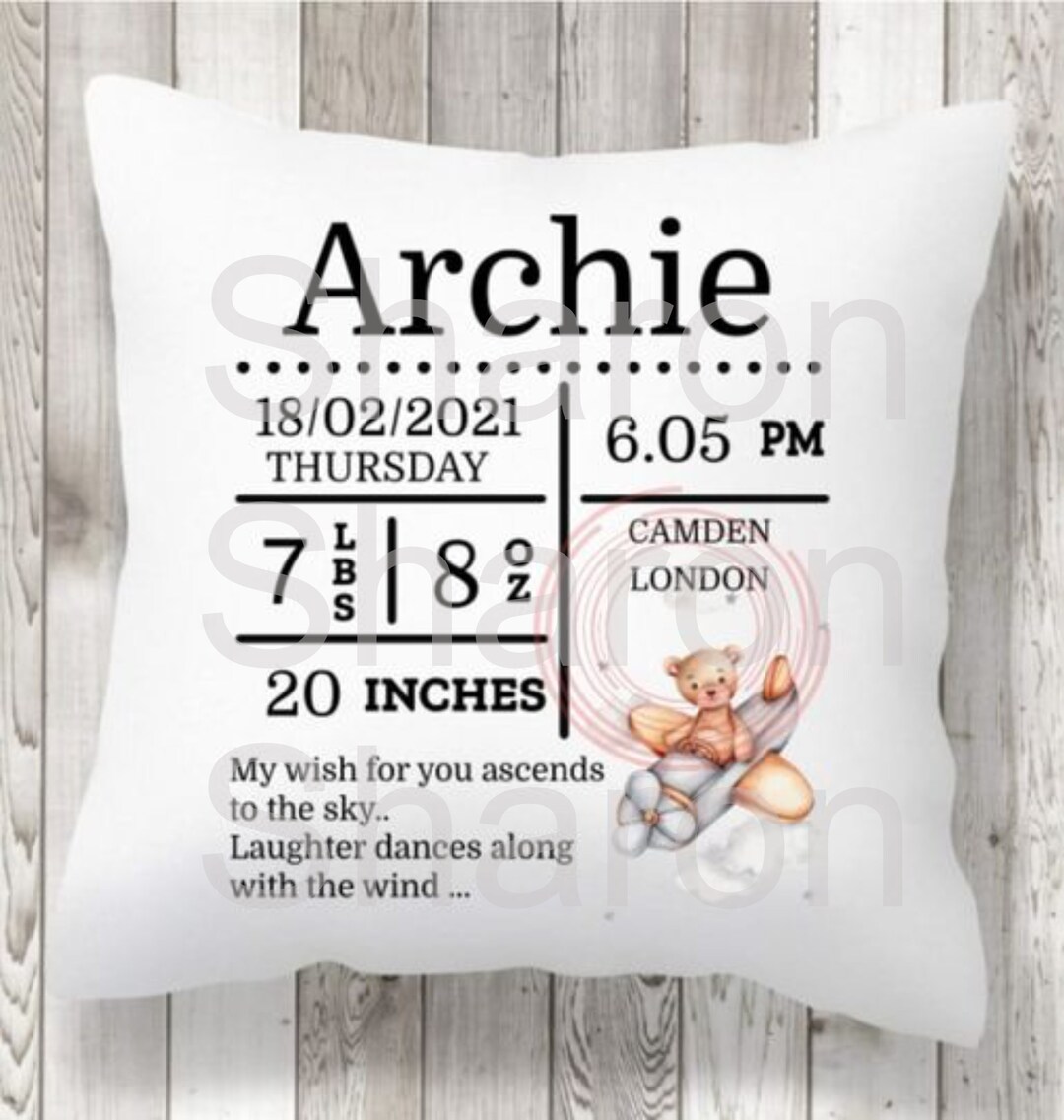 Teddy Plane Birth Stats Birth Announcement Baby Gift - Etsy