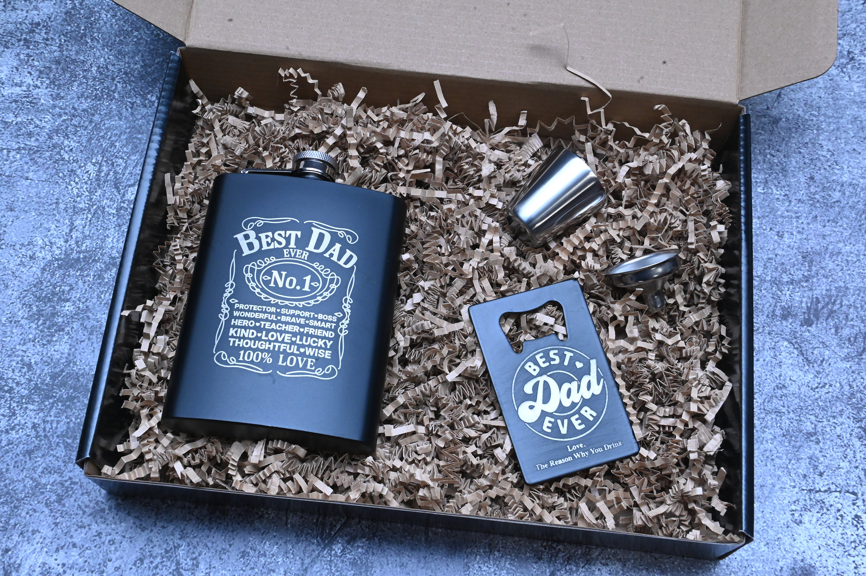 Father's Day Flask Gift Set Whiskey Label - Etsy