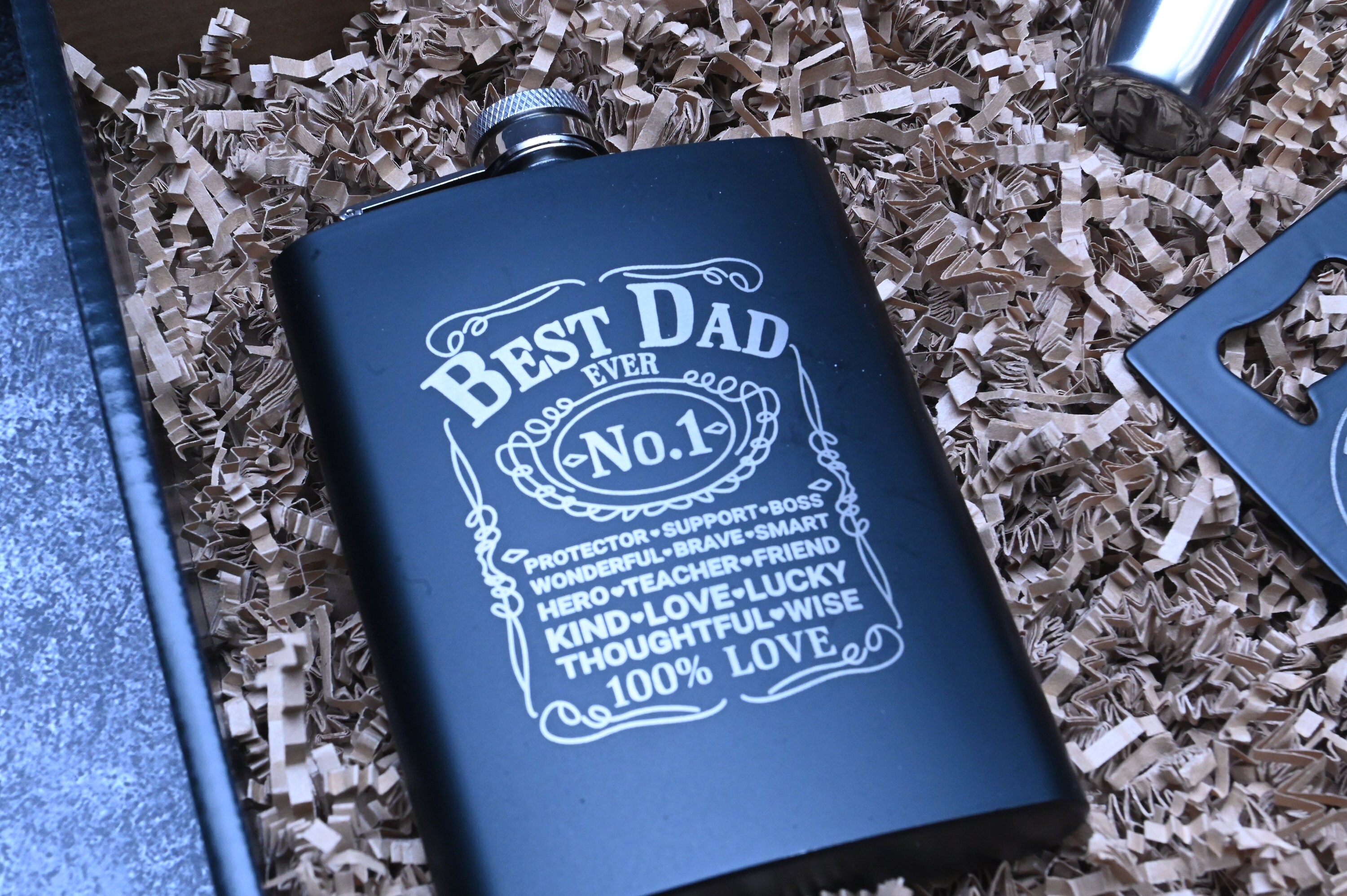 Father's Day Flask Gift Set Whiskey Label - Etsy