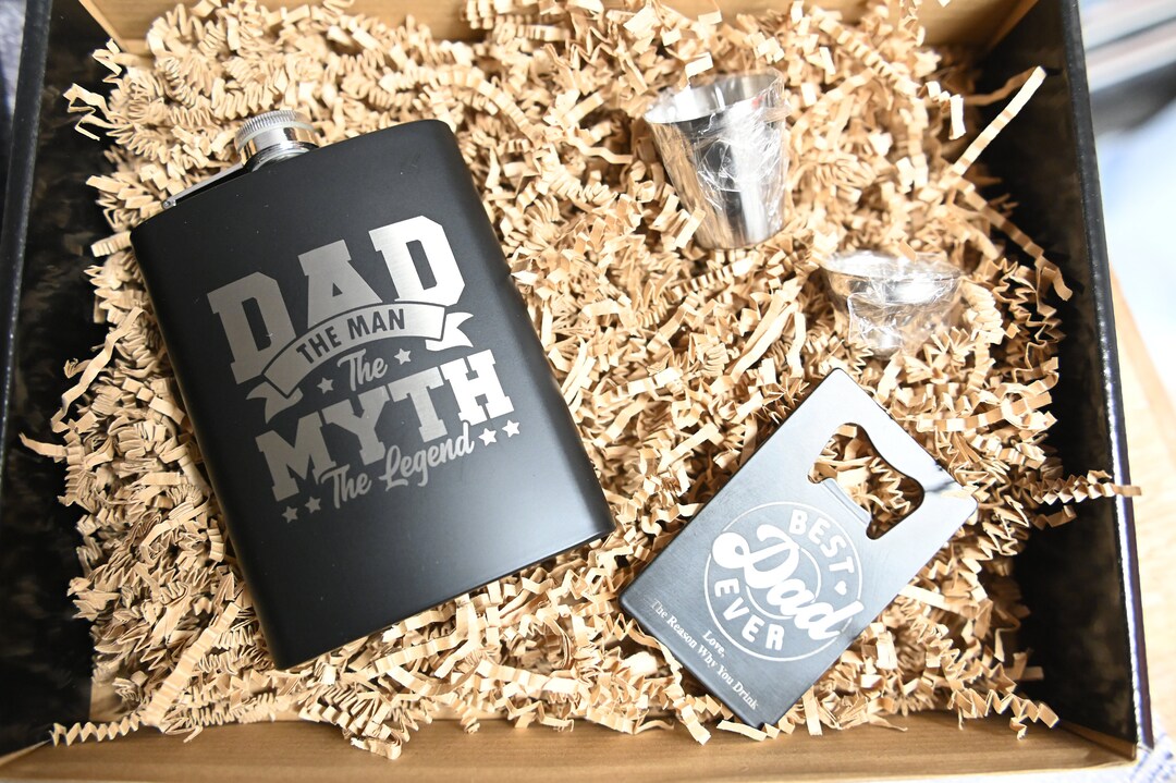 Father's Day Flask Gift Set Dad: the Man the Myth the - Etsy