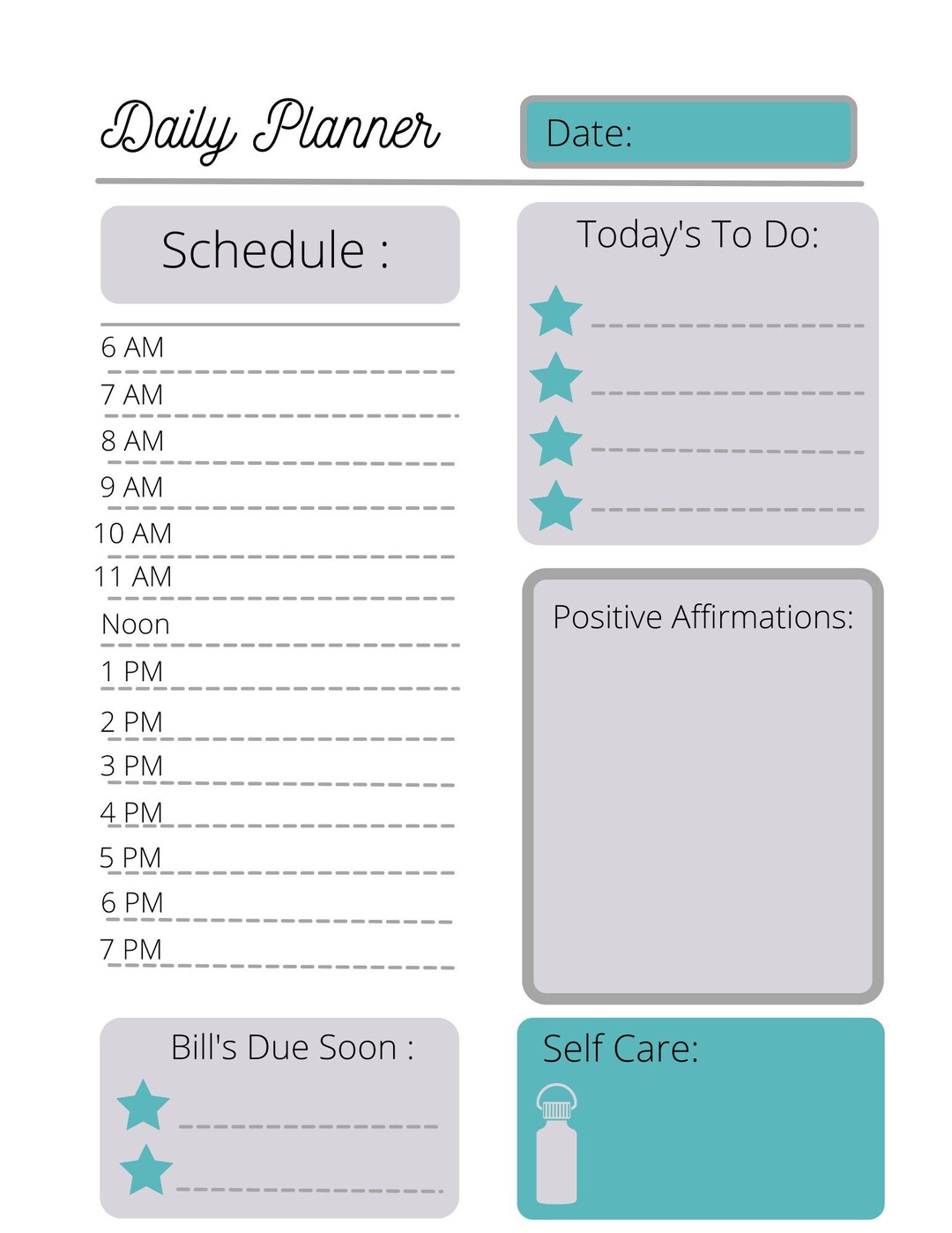 Digital Daily Planner, Notes, Undated, Simple Everyday Planner - Etsy