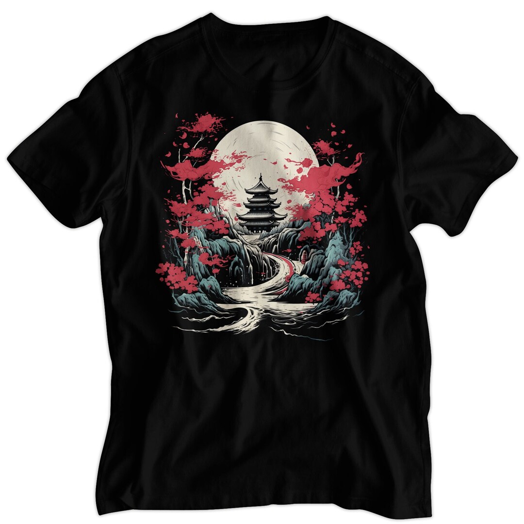 Zen River Moon T-shirt Japan Design Fair Trade High Quality, Asian Art ...