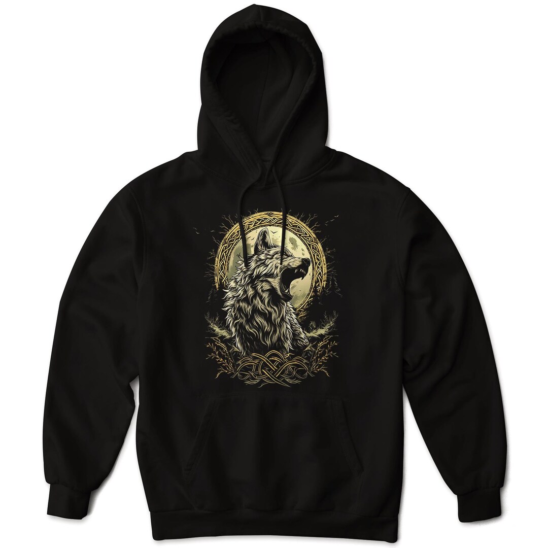 Nordic Wolf Hoodie Viking Symbol Fair Traded High Quality, Perfect Gift ...