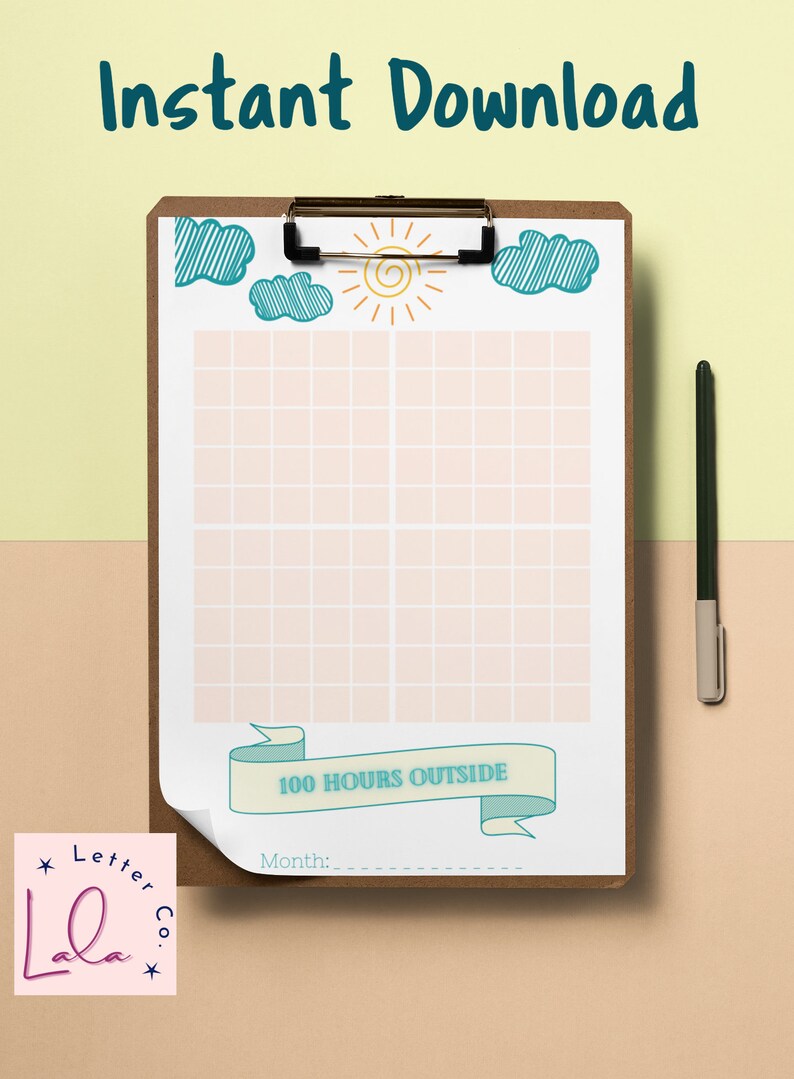 Habit Tracker- 100 Hours Outside - Etsy