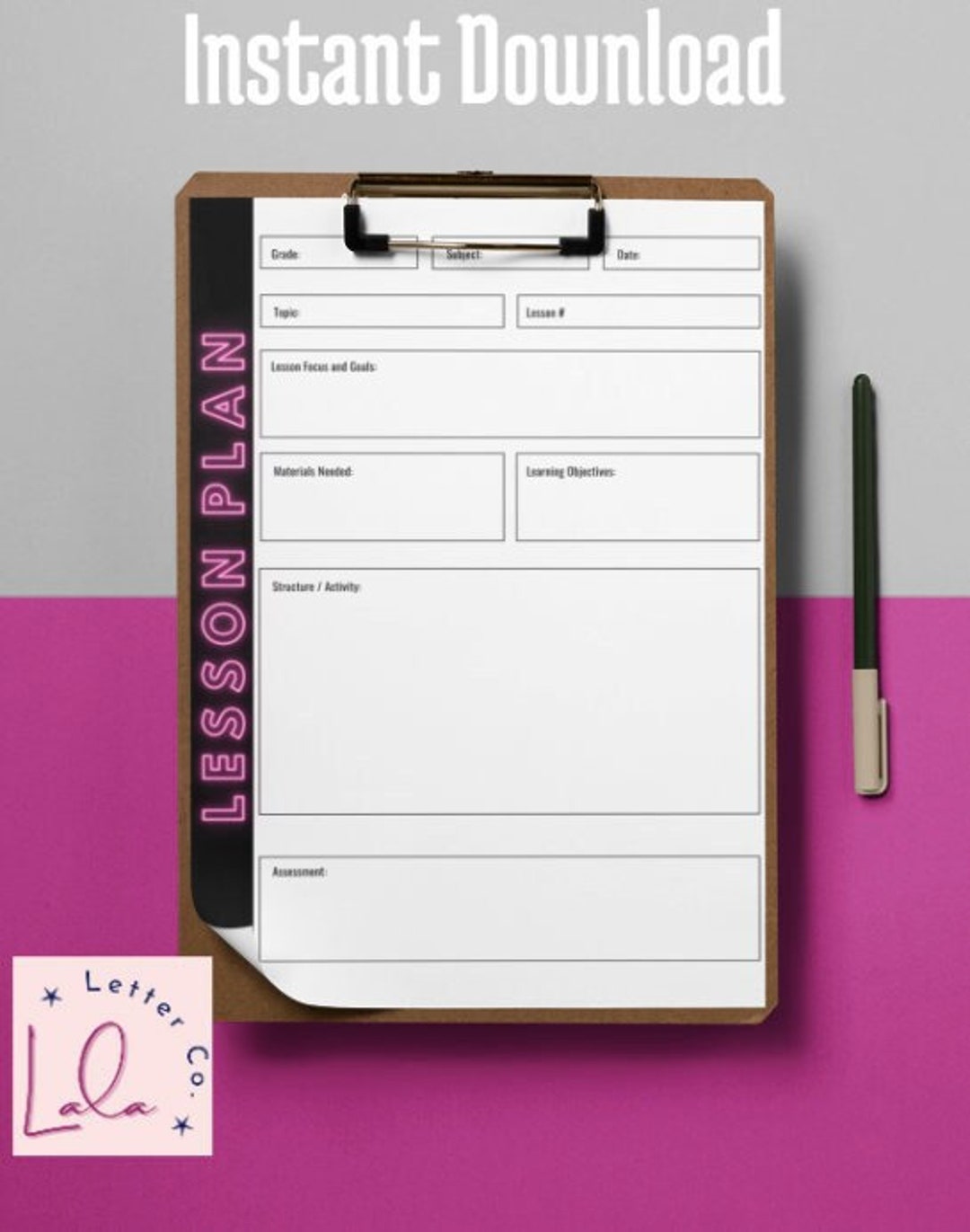 Lesson Planner: Pink Neon - Etsy