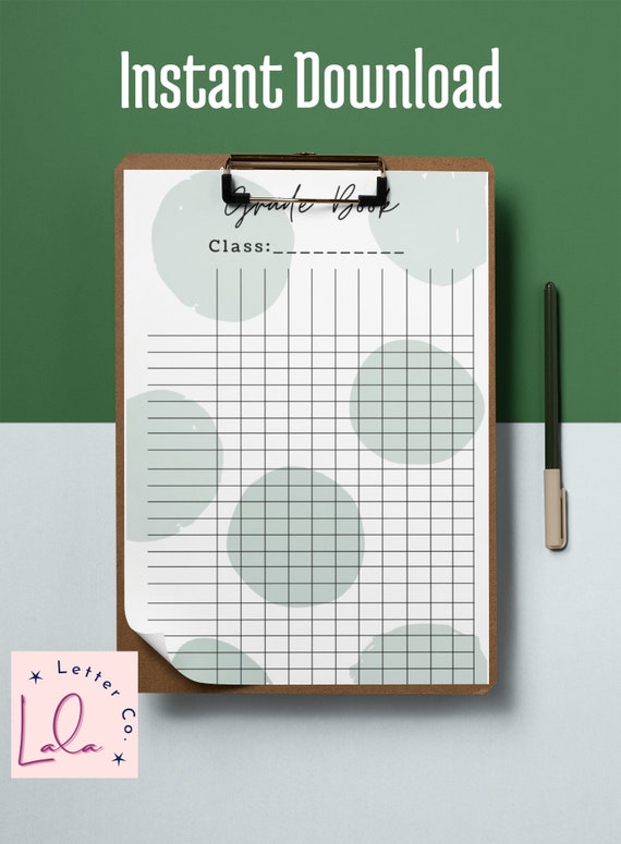 Printable Grade Book: Green Polka Dot | Etsy