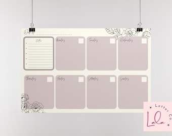 Pink and Beige Floral Weekly Planner PDF PNG Digital Download - Etsy