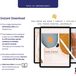 Digital Daily Journal Bundle | Portrait Abstract Daily Journal for Ipad ...