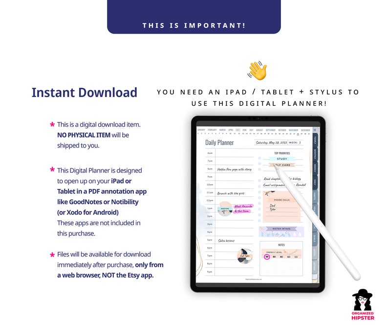 Undated Ipad Planner Bundle for Goodnotes or Notability All - Etsy