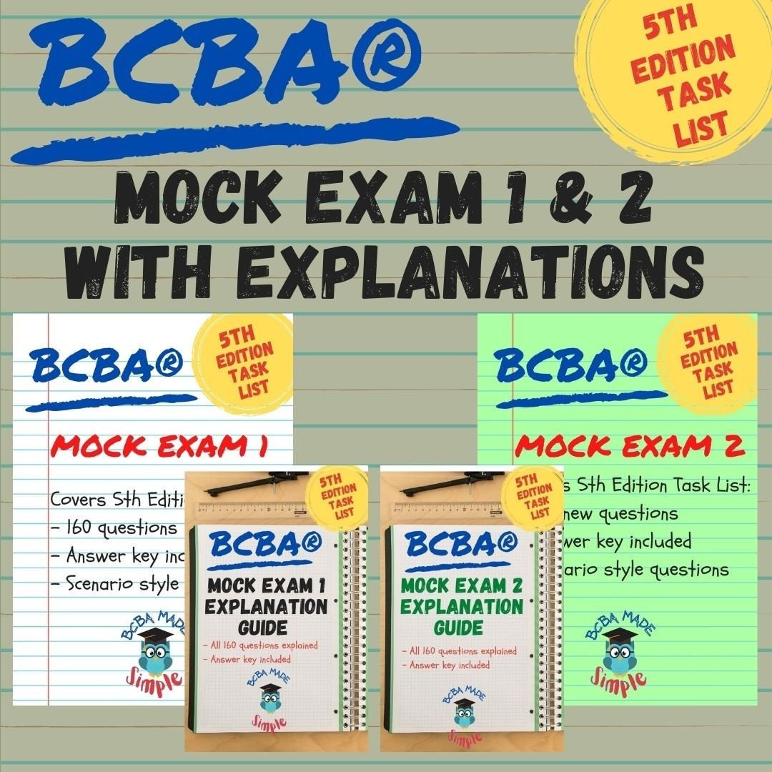 5th Edition Task List BCBA Mock Exam 1 & 2 | 160 Questions Each ...