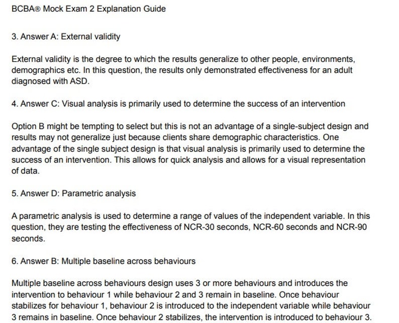 BCBA Mock Exam Package | 3 Mock Exams | Explanation Guides | Definition ...