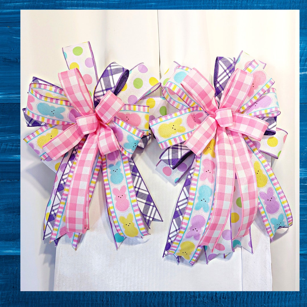 Pair of Handmade Easter Holiday Decorative Bows, Easter Peeps Holiday ...
