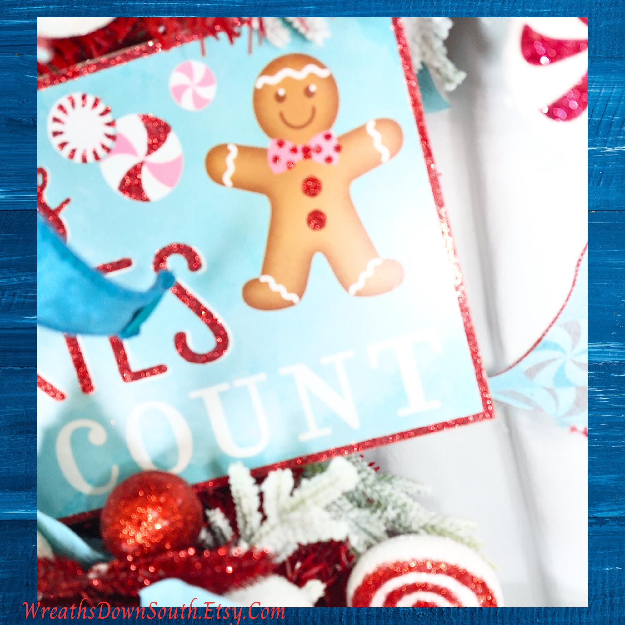 Candyland Gingerbread Man Front Door Pastel Holiday Christmas Swag ...