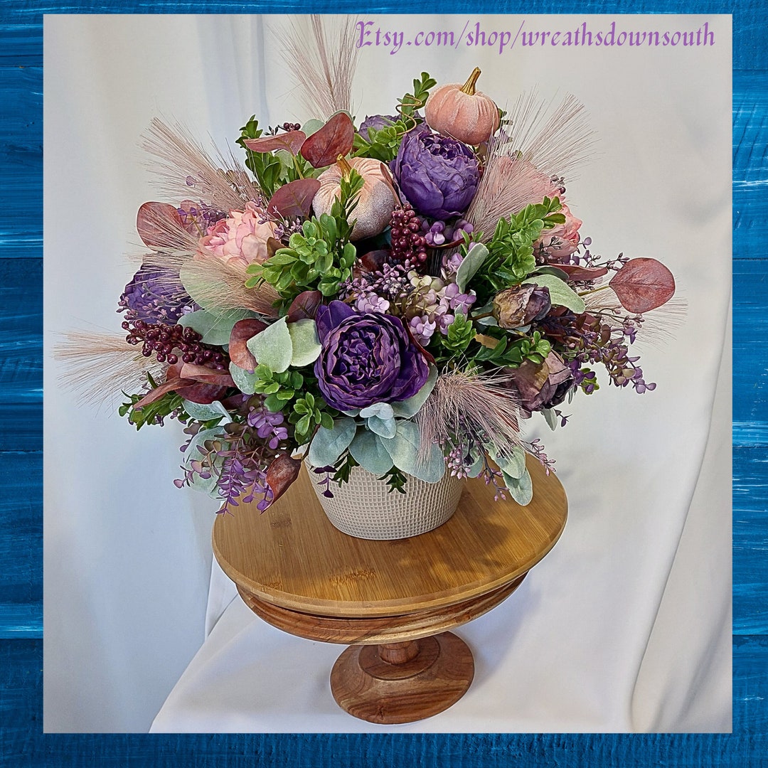 High End Elegant Fall Seasonal Silk Floral Arrangement, Trendy Pastel ...